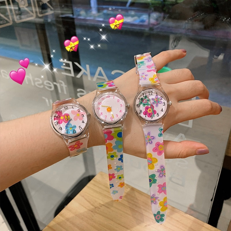 Water-resistant Cartoon Doodle Silicone Quartz Watches for Kids ...