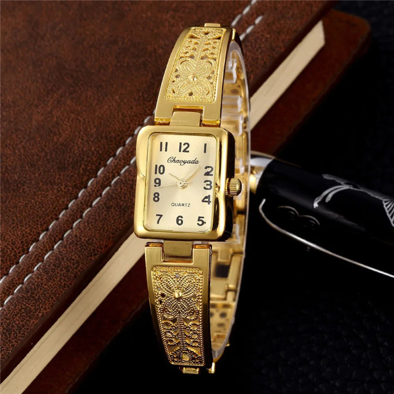 Vintage Luxury Stainless Steel Carved Pattern Bracelet Quartz Watch ...