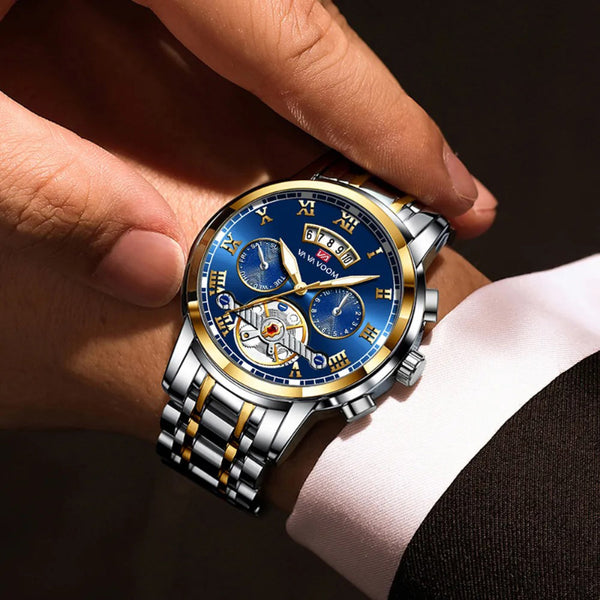 Stainless Steel Roman Numerals Dial Luxury Sports Watch for Men ...