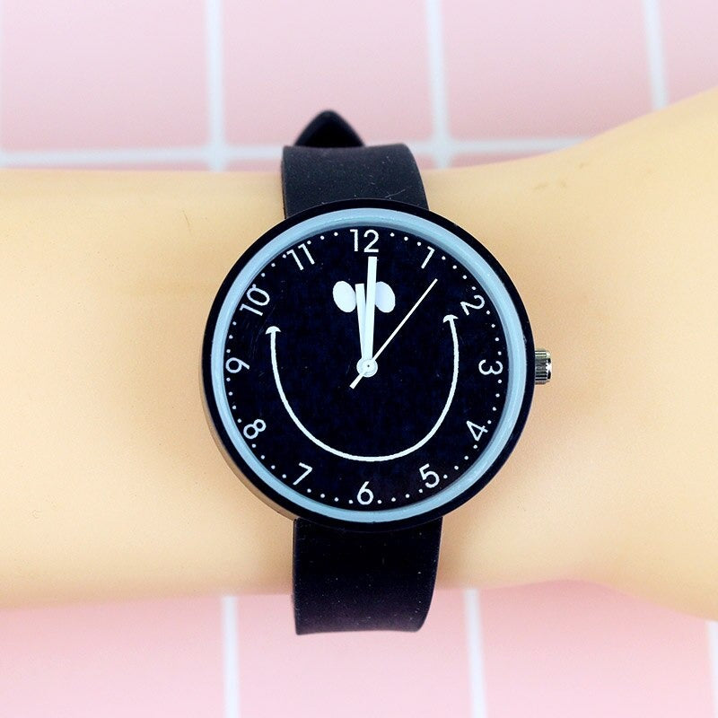 Soft Rubber Strap Smiley Face Dial Quartz Watch for Kids – Inspire Watch