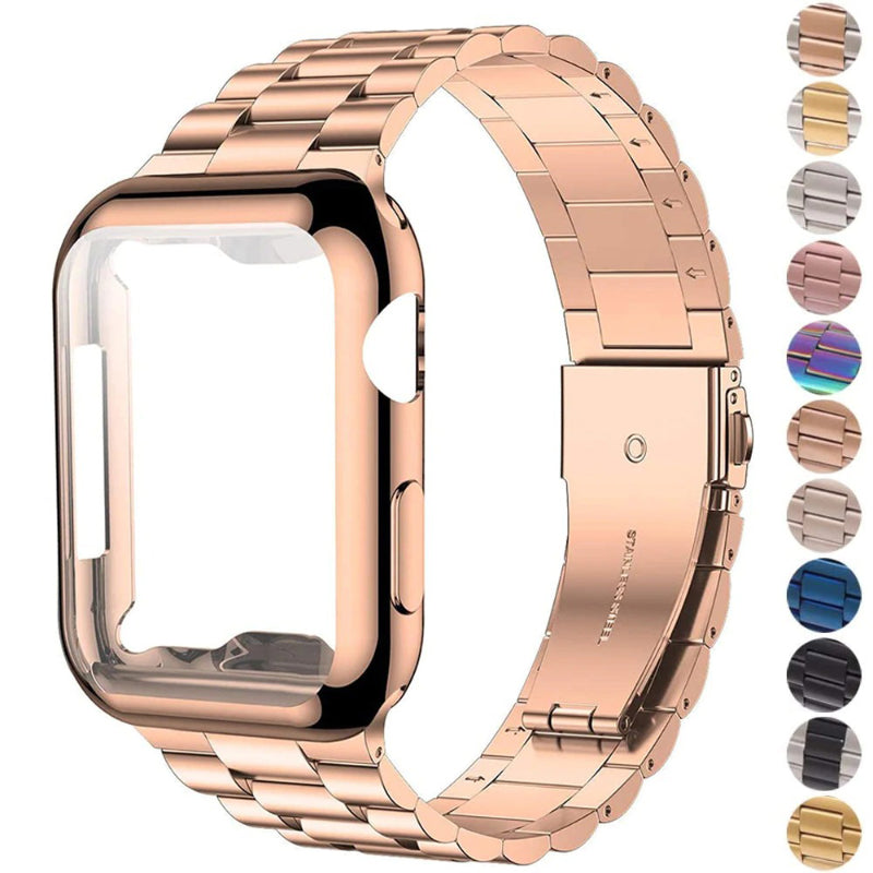 Case and Stainless Steel Strap Replacement Set for Apple Watches ...