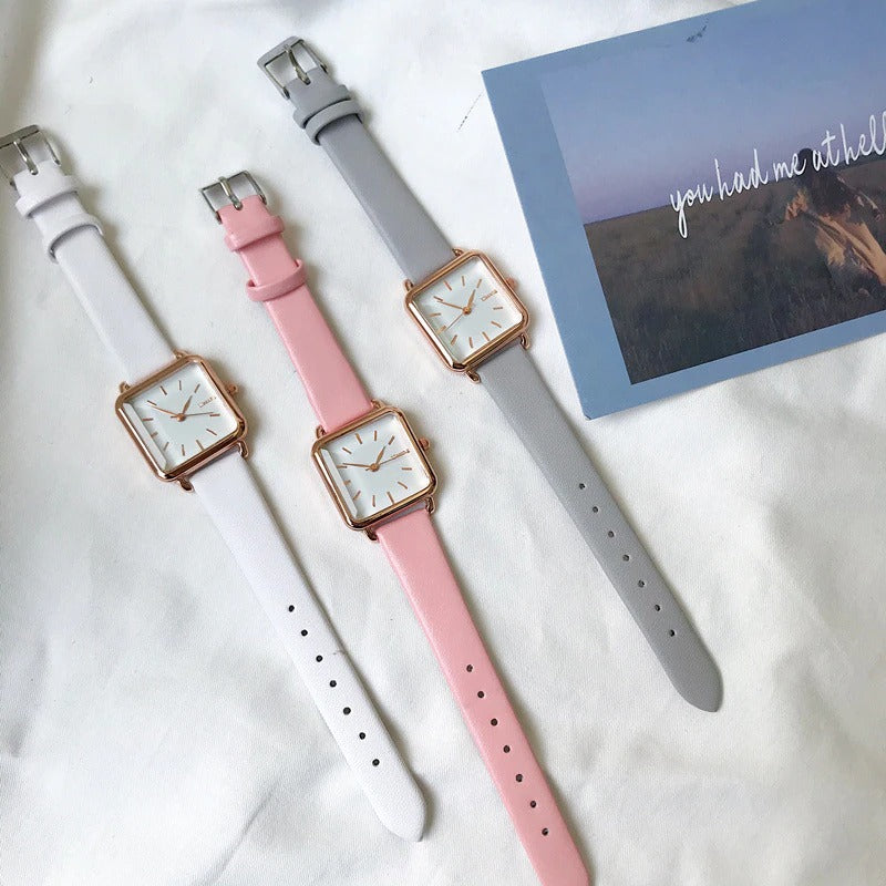 Sophisticated Square Case Numberless Dial with Vegan Leather Strap Qua ...