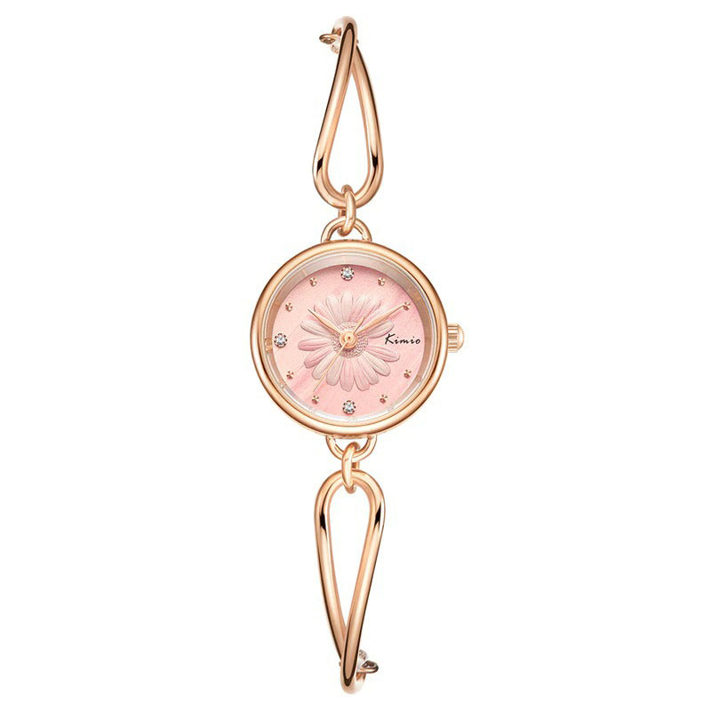 3D Embossed Daisy Flower Slim Bracelet Quartz Watches – Inspire Watch
