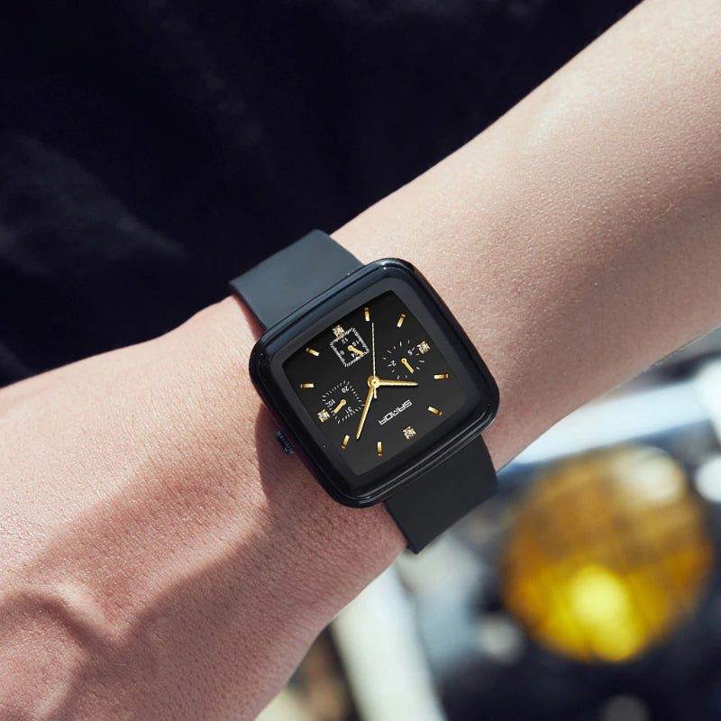 Multi-function Square Dial Inlaid with Rhinestone Quartz Watches ...