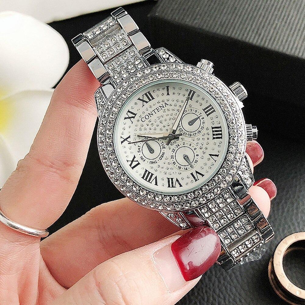 Luxurious Rhinestone Studded Roman Numeral Quartz Watch – Inspire Watch