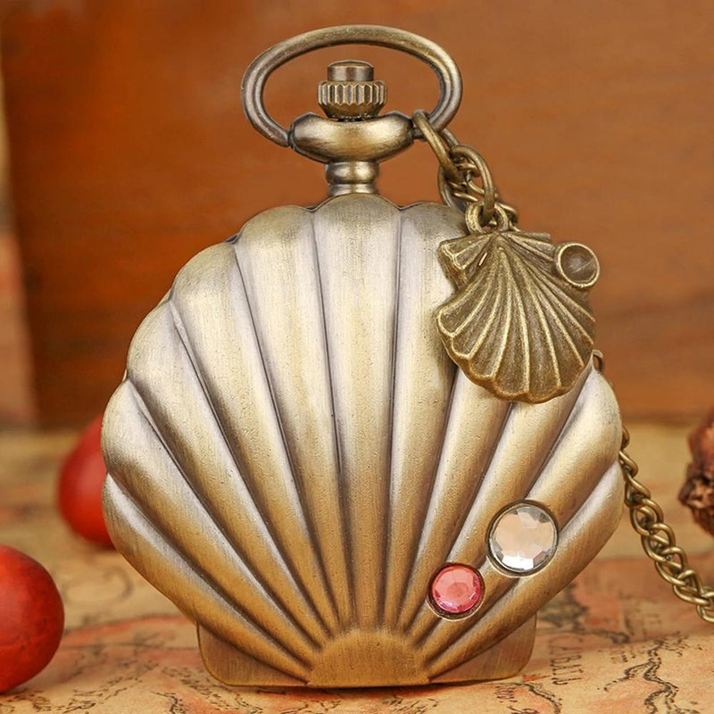 Rhinestone Embellished Sea Shell Pocket Watch – Inspire Watch