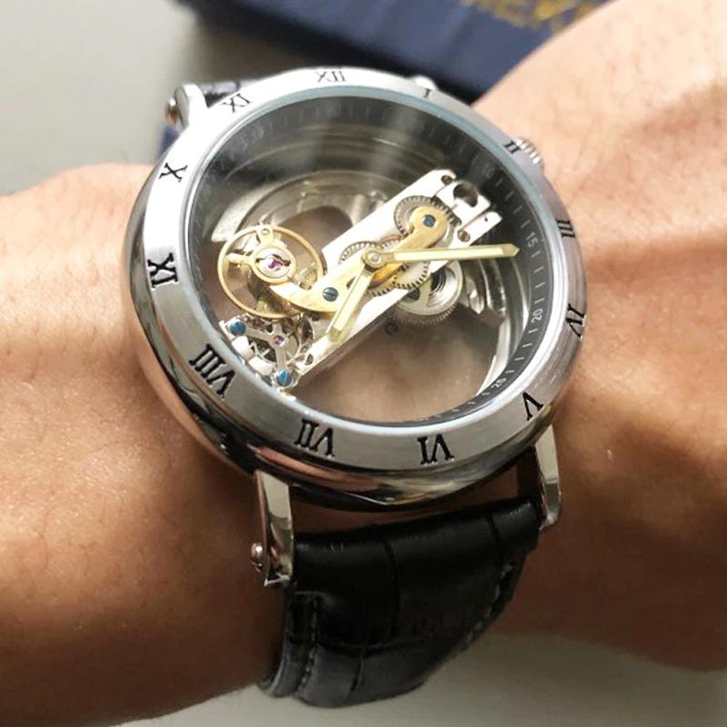 Astonishing Transparent Roman Numeral Skeleton Dial Automatic Mechanic ...