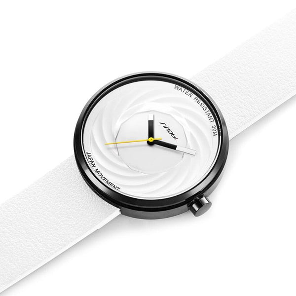Unique Numberless Whirlpool Dial with Vegan Leather Strap Quartz Watch ...