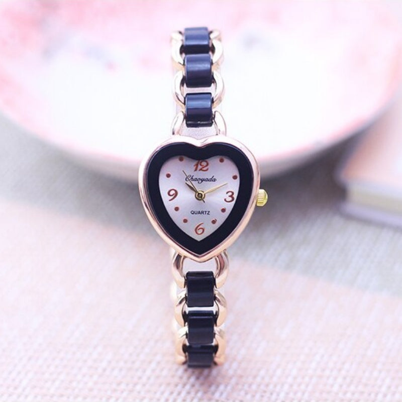 Romantic Love Heart Dial with Elegant Ceramic Strap Quartz Watches ...
